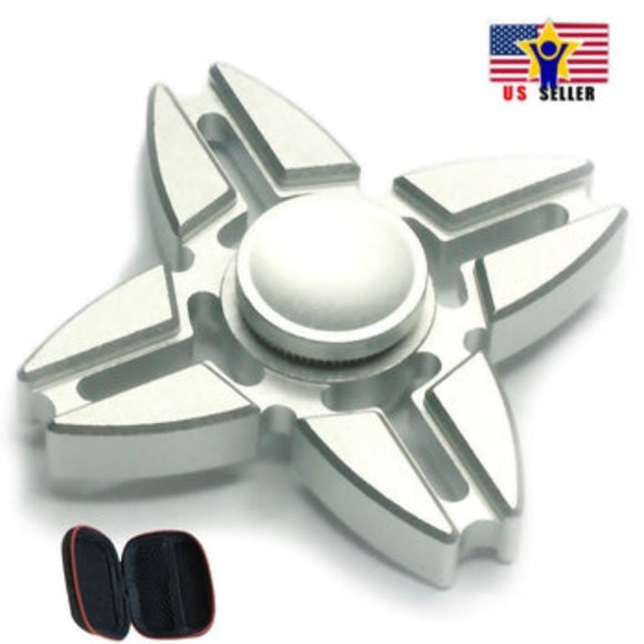 Diona j | Toys | Case Four Sides Metal Fidget Finger Spinner Silver ...